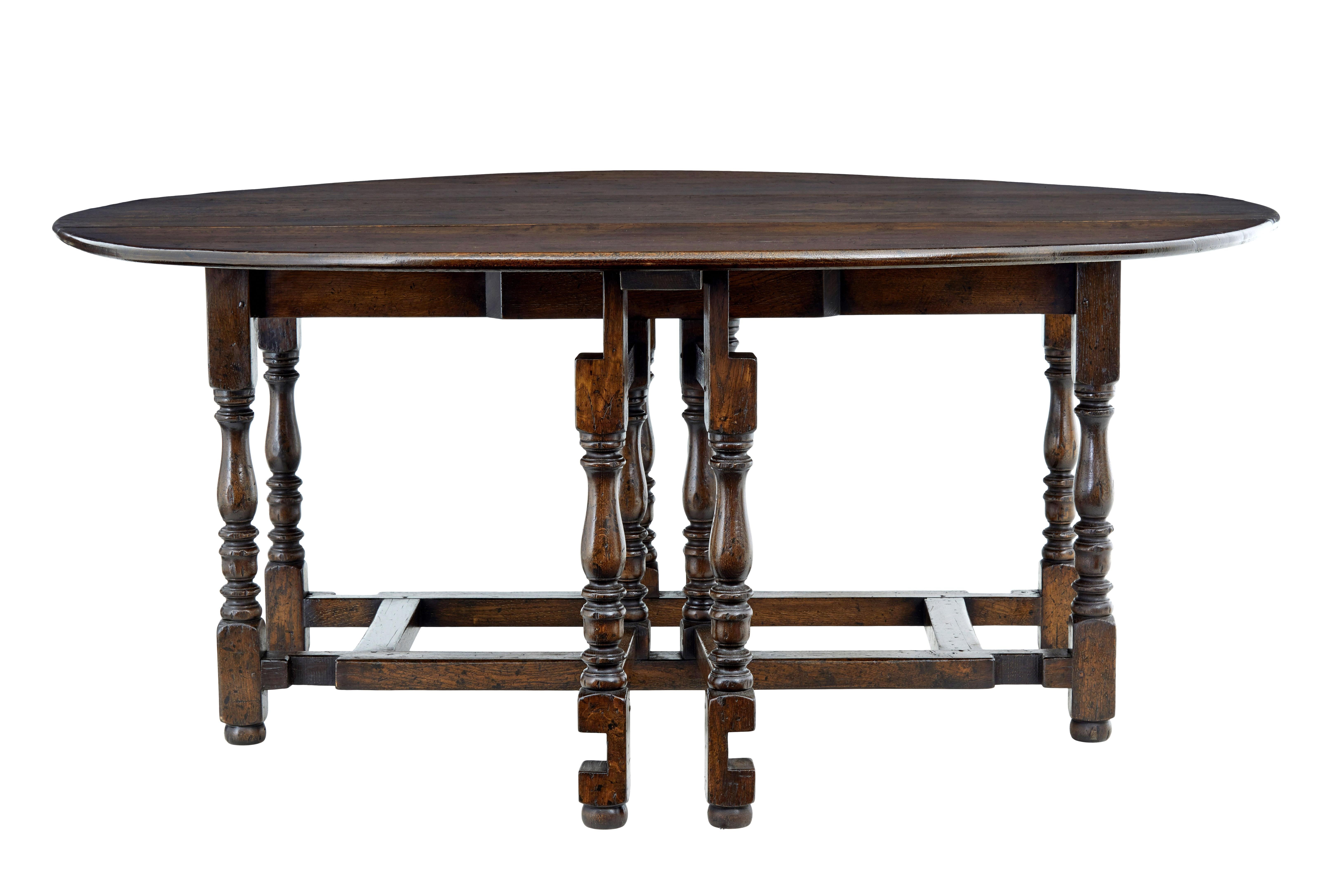 Large English Solid Oak Gateleg Dining Table at 1stDibs