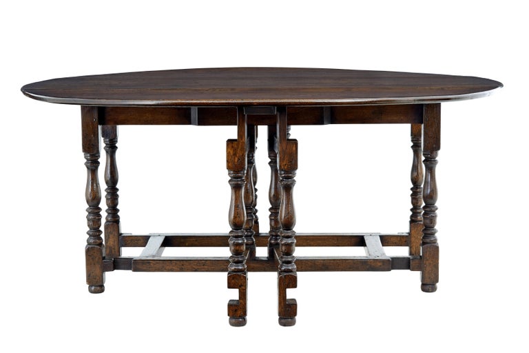 Large English Solid Oak Gateleg Dining Table at 1stDibs