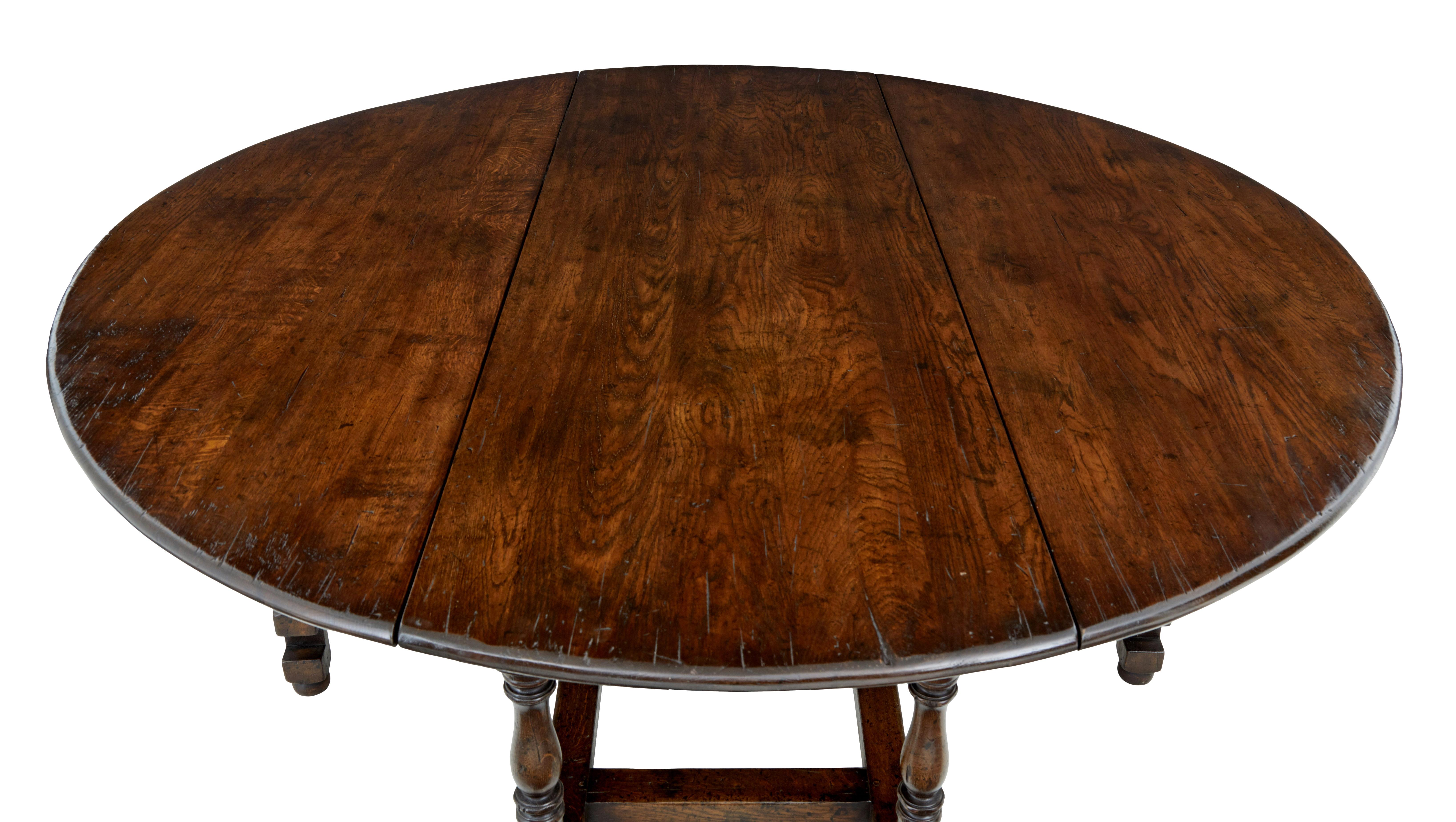 Large English Solid Oak Gateleg Dining Table at 1stDibs