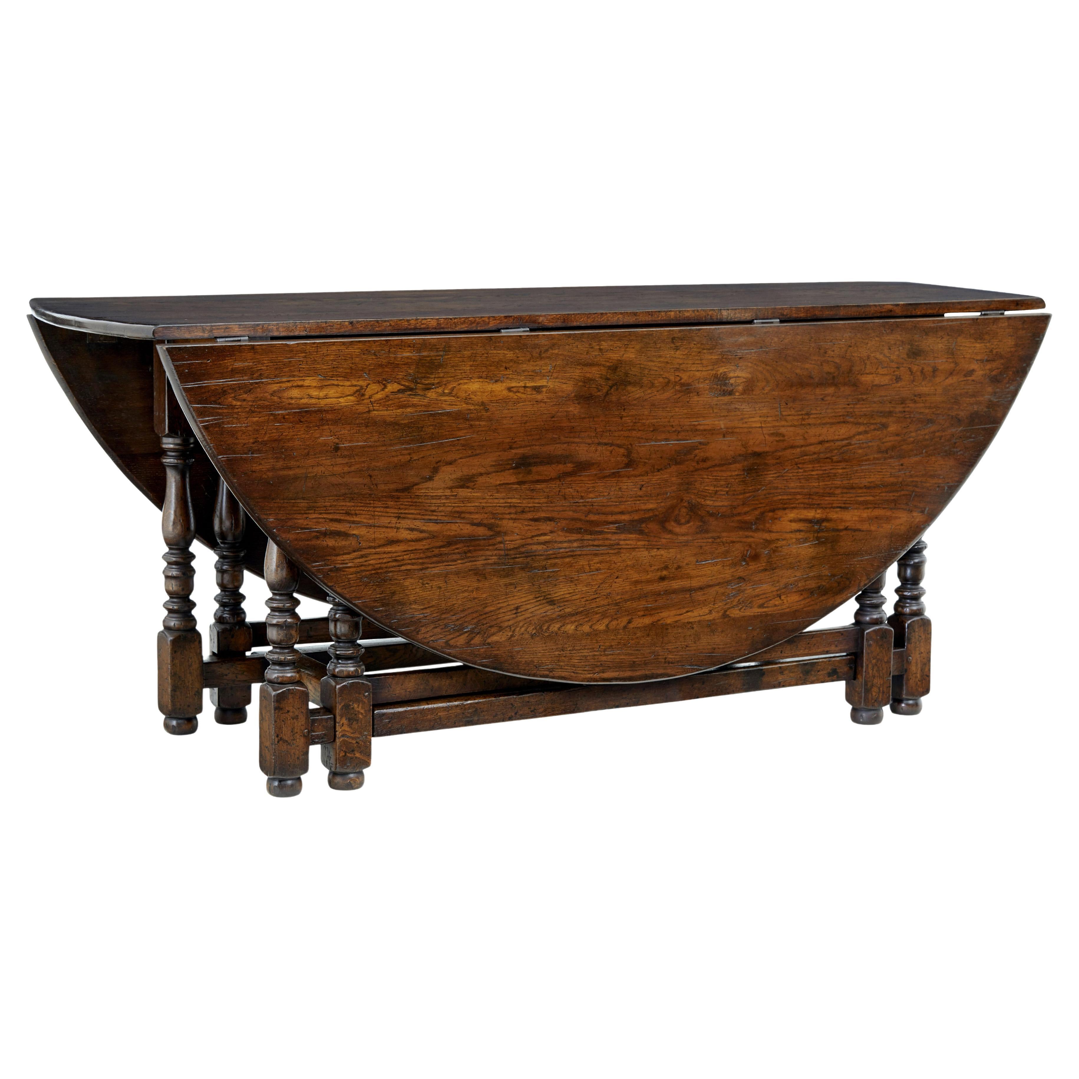 Large English Solid Oak Gateleg Dining Table at 1stDibs