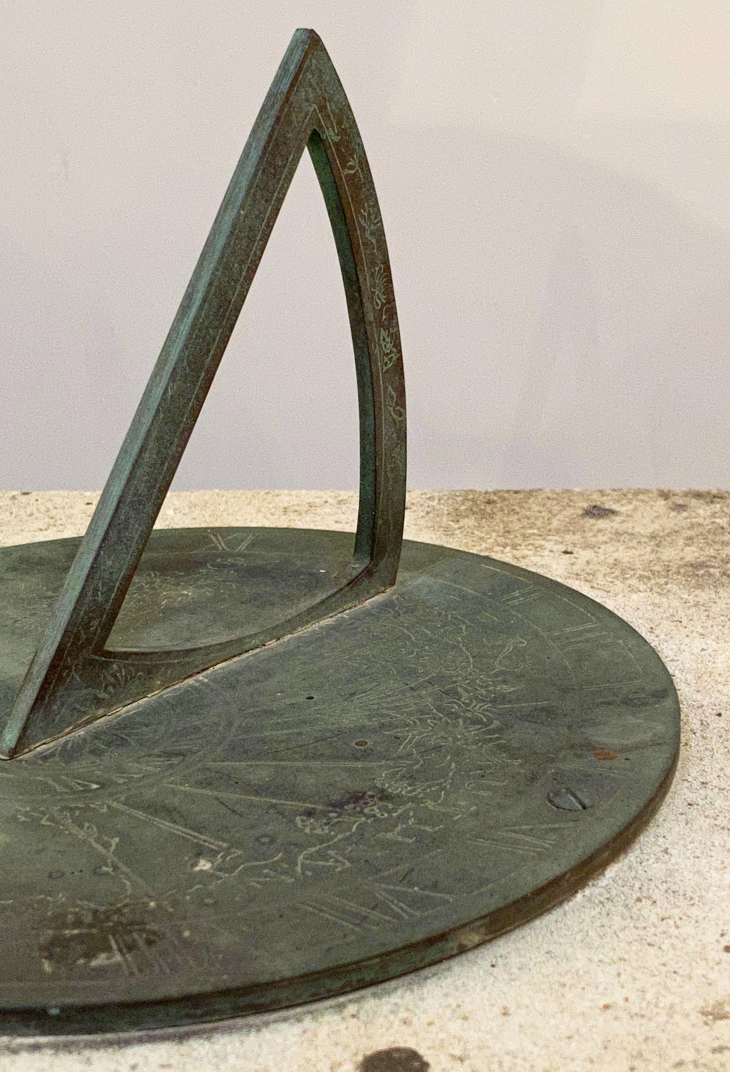 Large English Sundial of Composition Stone with Bronze Dial at 1stDibs