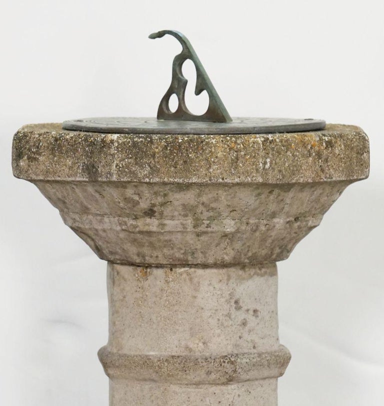 Large English Sundial of Composition Stone with Bronze Dial for the ...