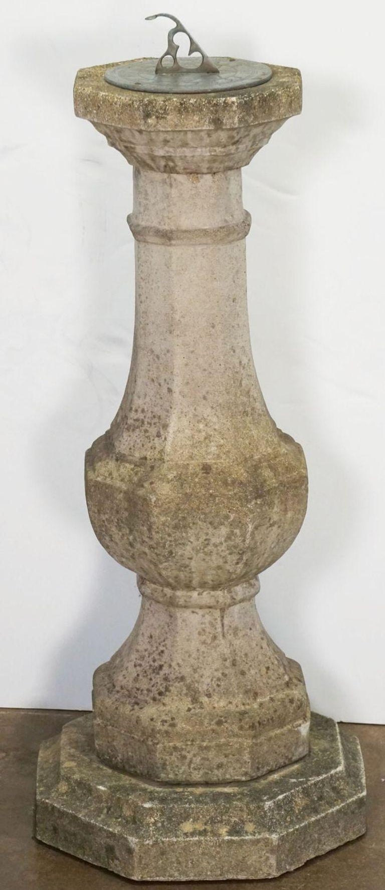 Large English Sundial of Composition Stone with Bronze Dial for the ...