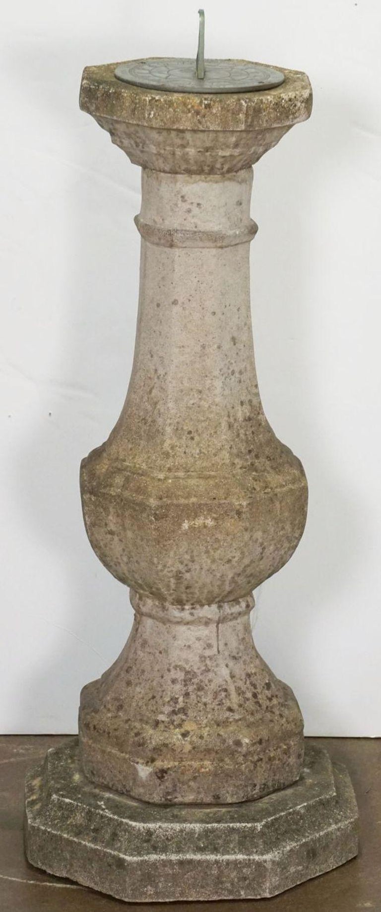 Large English Sundial of Composition Stone with Bronze Dial for the ...