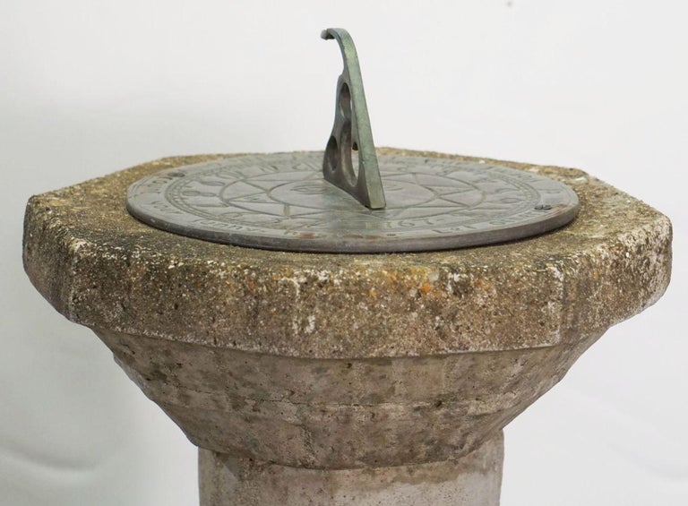 Large English Sundial of Composition Stone with Bronze Dial for the ...