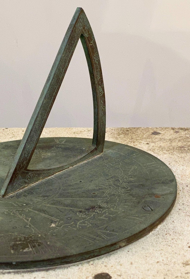Large English Sundial of Composition Stone with Bronze Dial For Sale at ...
