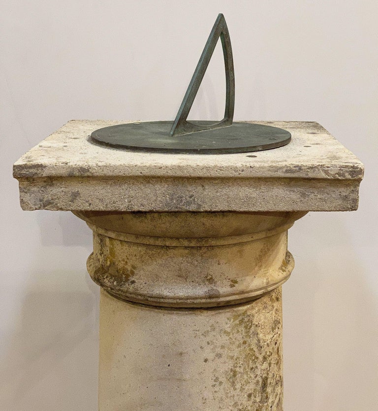 Large English Sundial of Composition Stone with Bronze Dial For Sale at ...