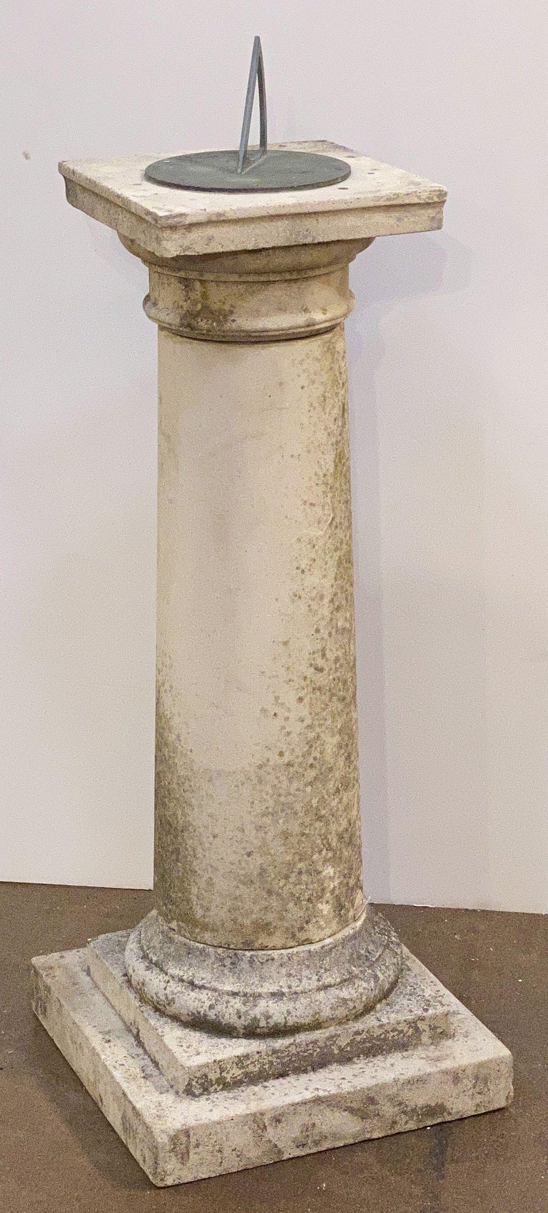 Large English Sundial of Composition Stone with Bronze Dial For Sale at ...