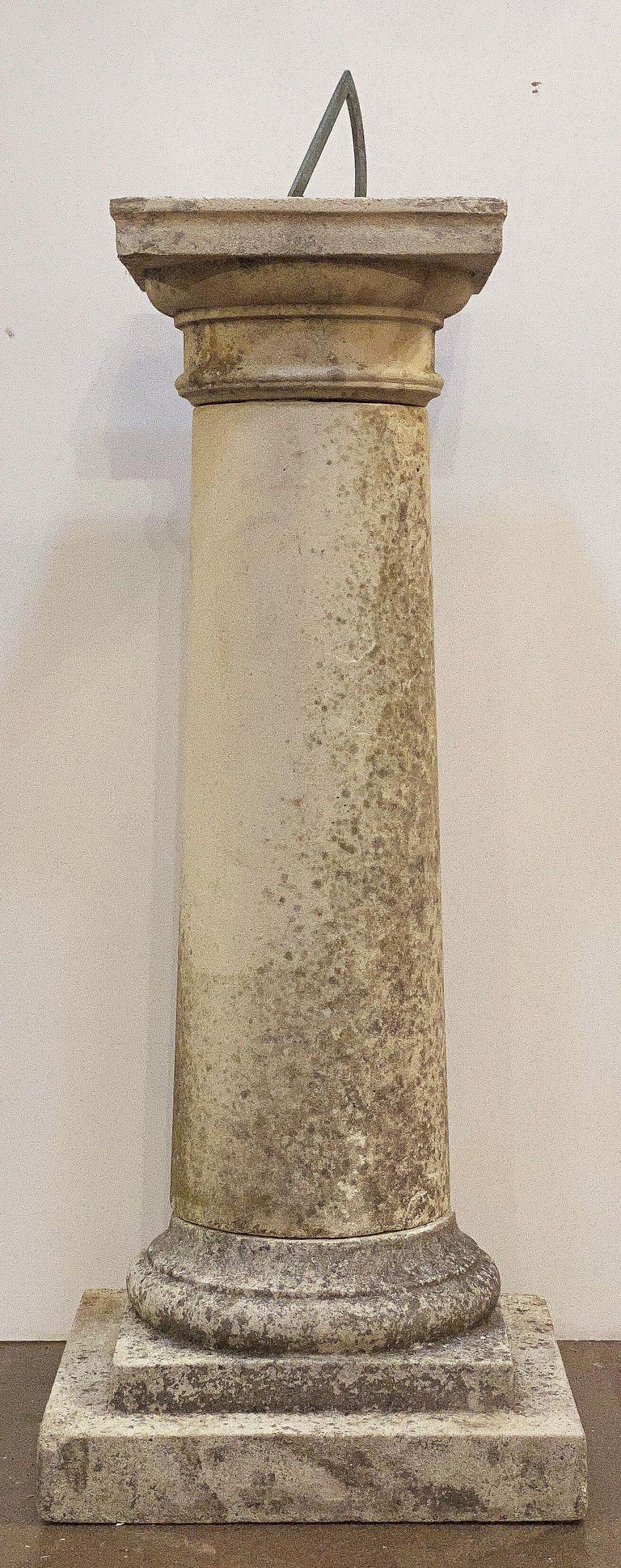 Large English Sundial of Composition Stone with Bronze Dial For Sale at ...