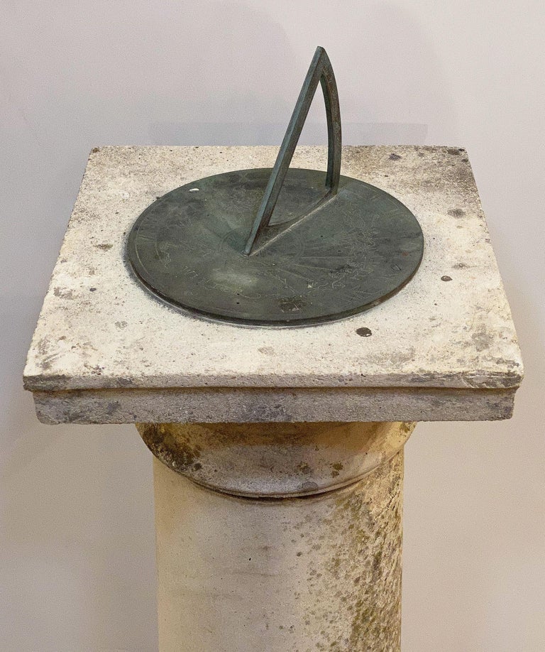 Large English Sundial of Composition Stone with Bronze Dial For Sale at ...