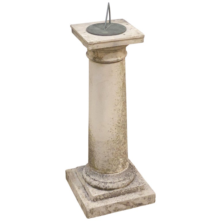 Large English Sundial of Composition Stone with Bronze Dial For Sale at ...