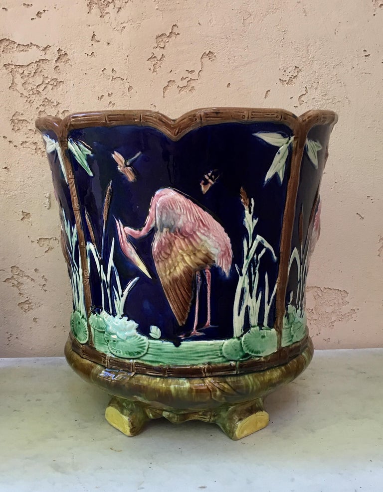 Large English Victorian Majolica Birds Jardinière Thomas Forester ...