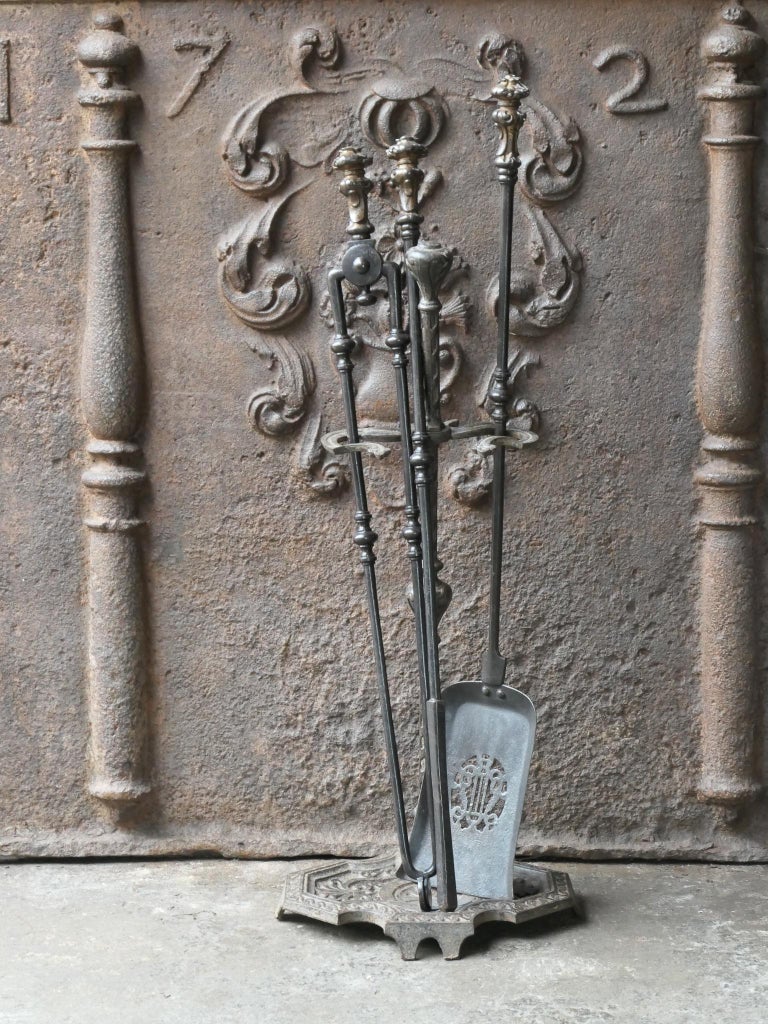 Large English Victorian Period Fireplace Tools, 19th C For Sale at 1stDibs