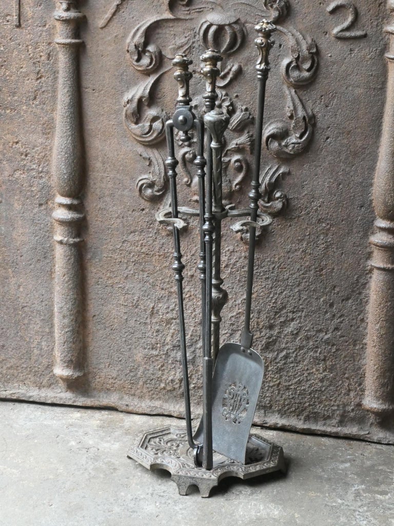 Large English Victorian Period Fireplace Tools, 19th C For Sale at 1stDibs