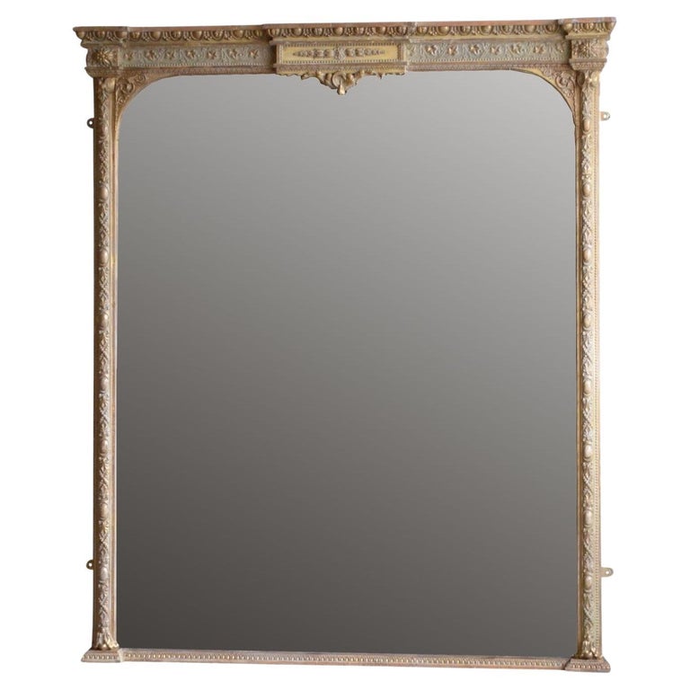 Large English Victorian Wall Mirror Overmantel Mirror For Sale at 1stDibs