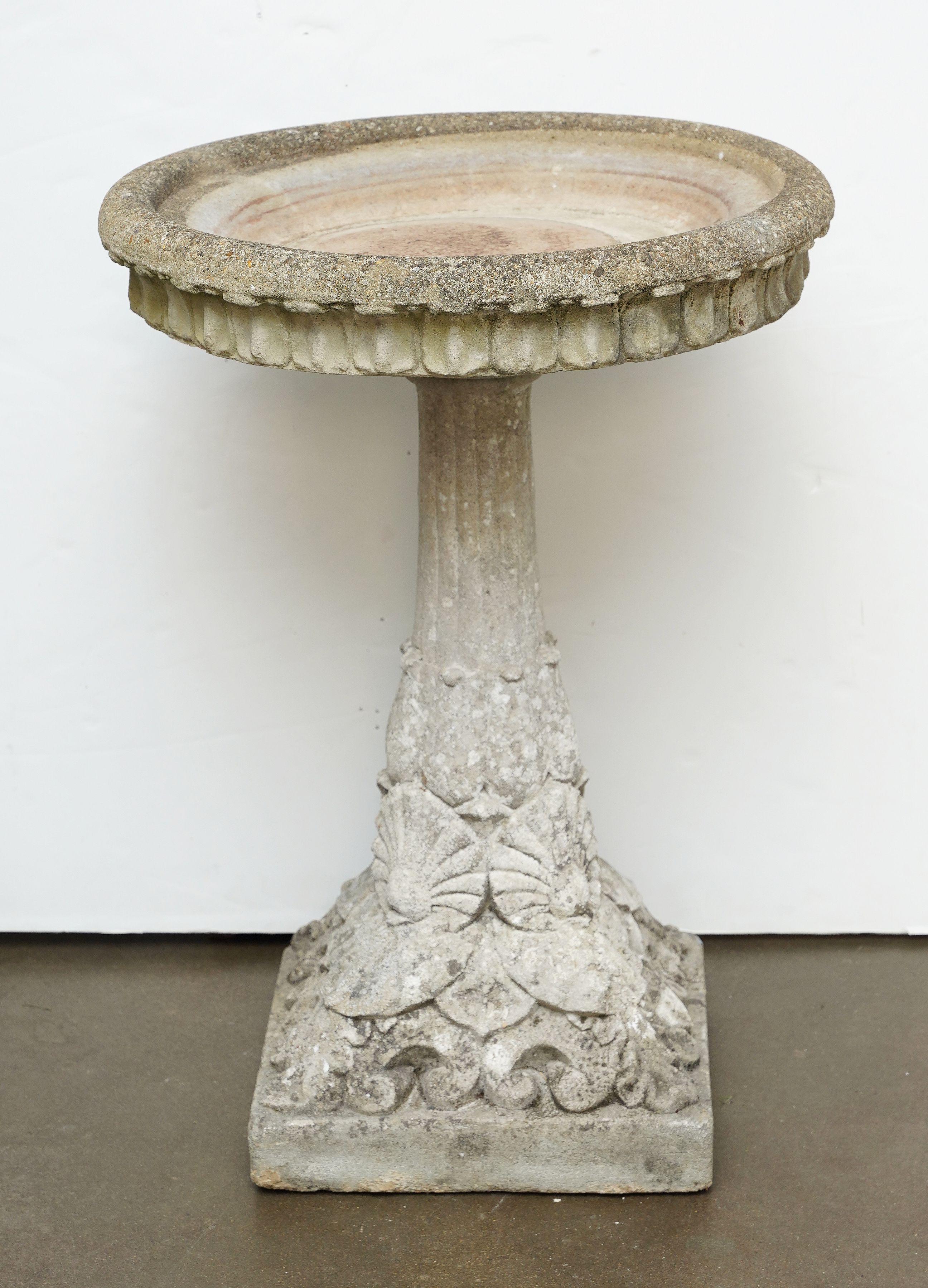 Large English Vintage Bird Bath on Column Base with Seashell ...