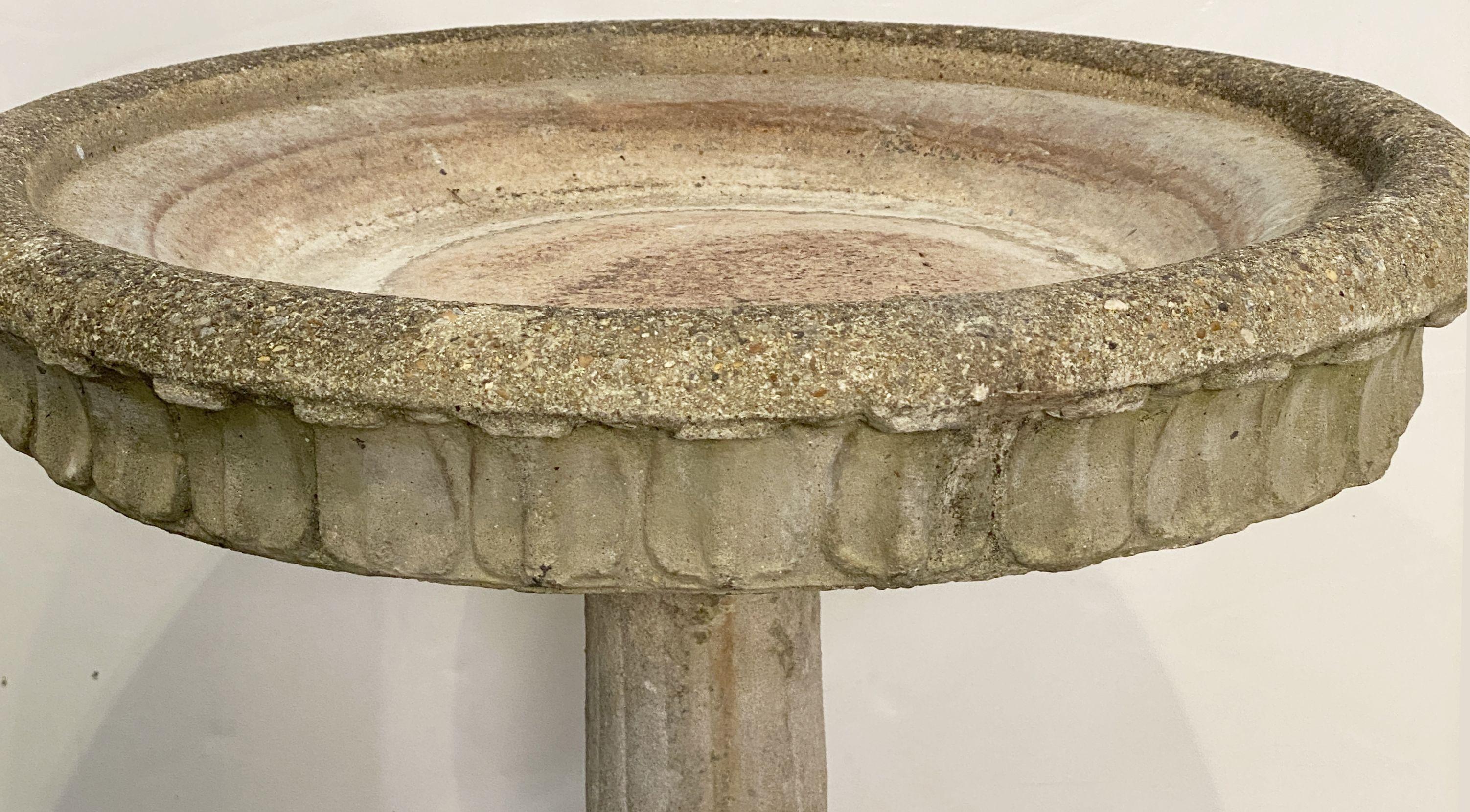 Large English Vintage Bird Bath on Column Base with Seashell ...