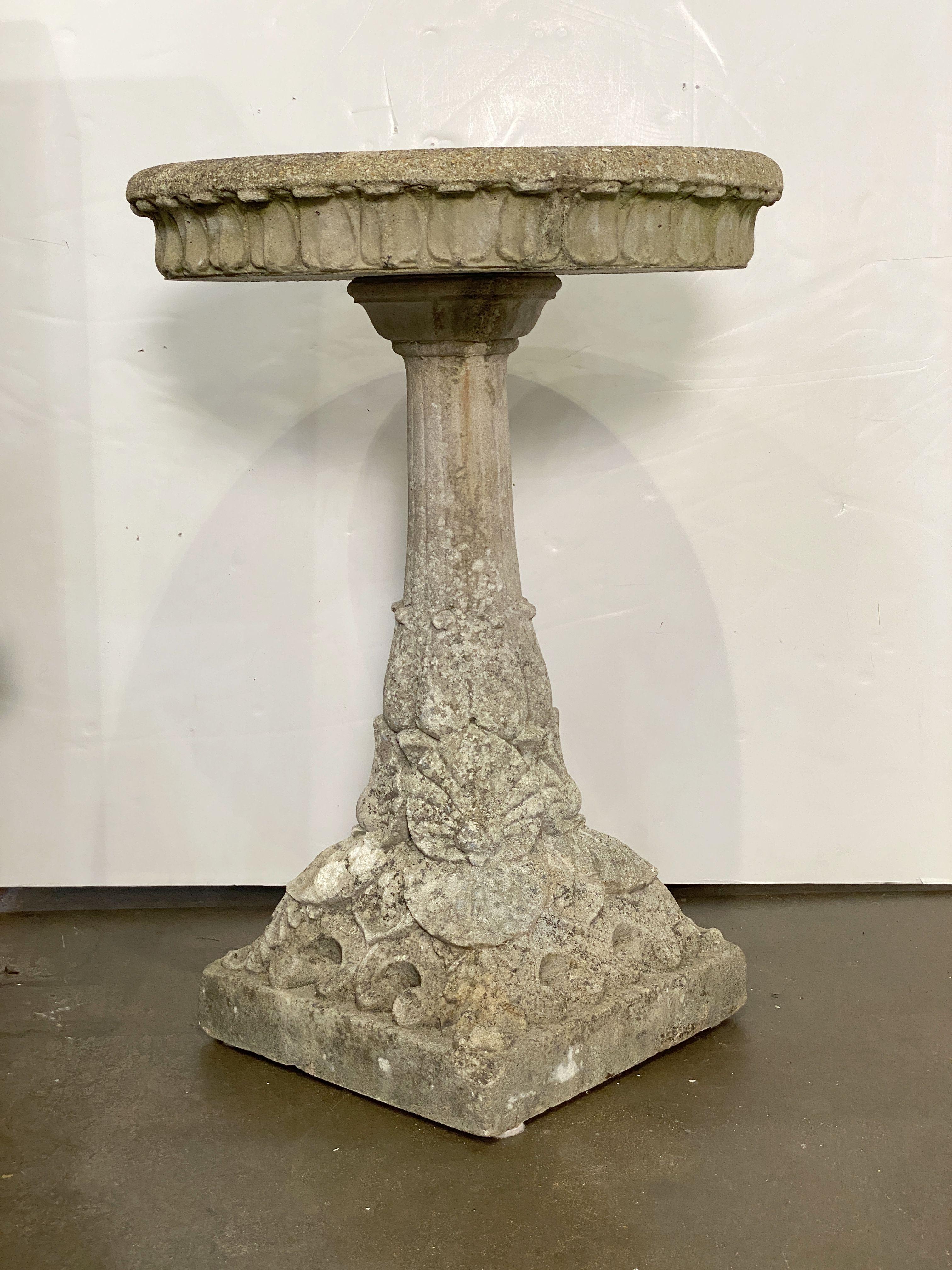 Large English Vintage Bird Bath on Column Base with Seashell ...