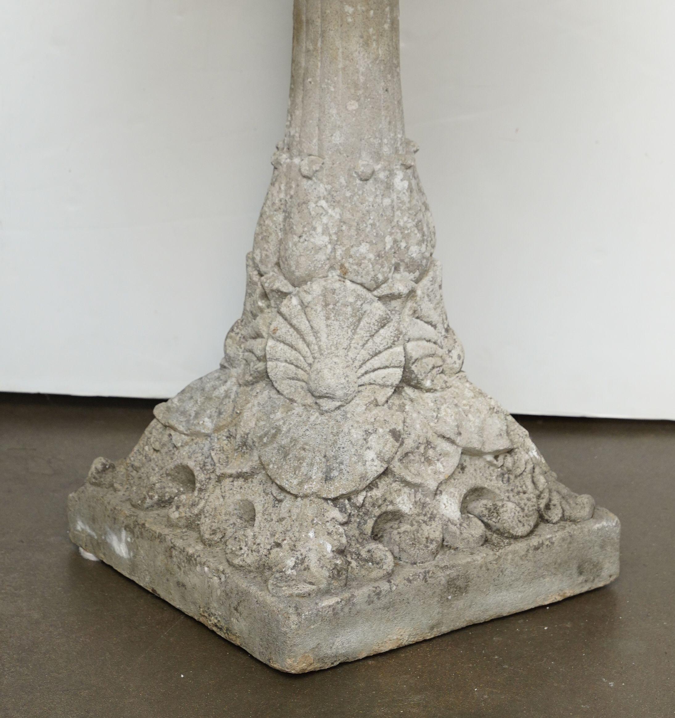 Large English Vintage Bird Bath on Column Base with Seashell ...