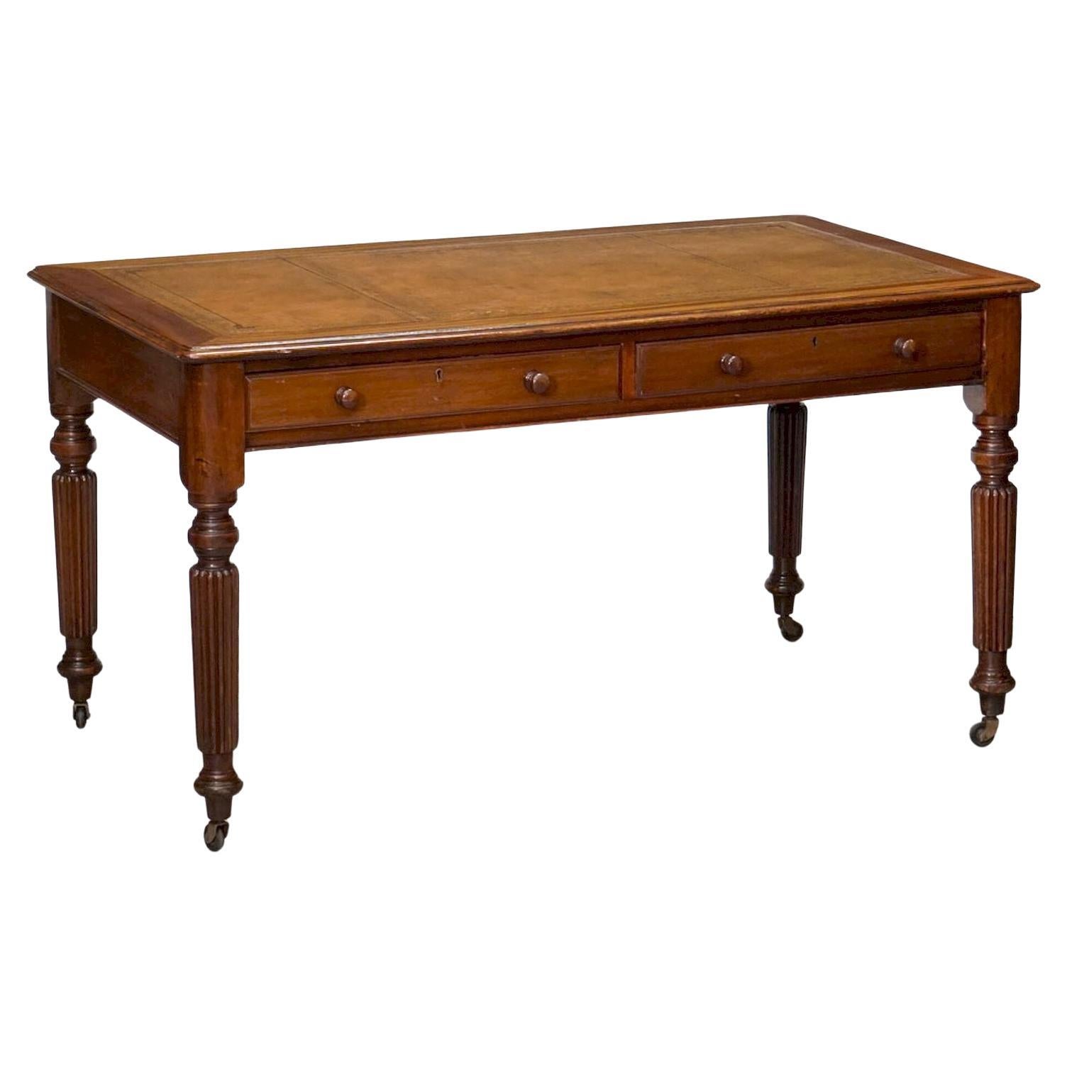 English Shaped Top Mahogany Writing Table For Sale at 1stDibs