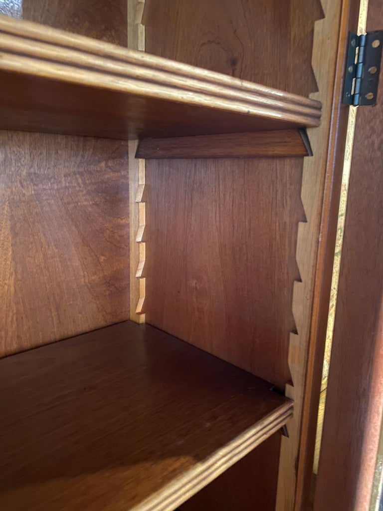 Large English Yew Wood Two Part Breakfront China Cabinet, Bookcase or ...