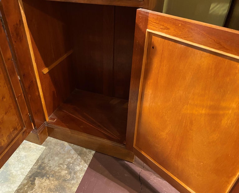 Large English Yew Wood Two Part Breakfront China Cabinet, Bookcase or ...