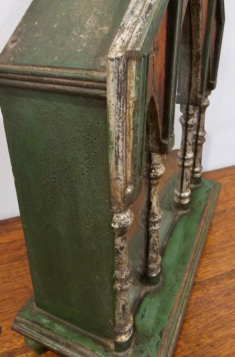 Large European Antique Carved Painted Silver Gilt Religious Altar Niche ...