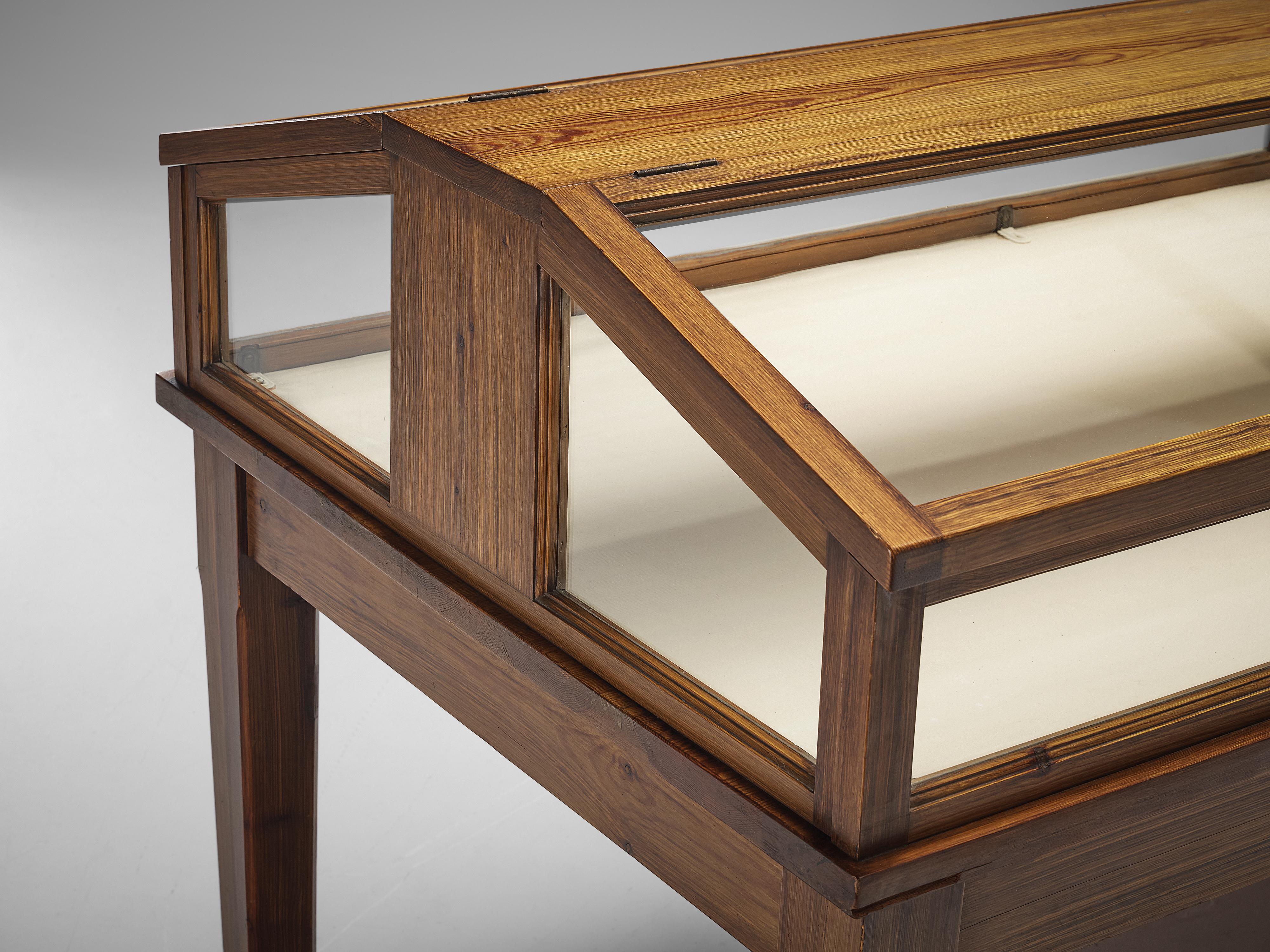 Large European Showcase in Pine and Glass For Sale at 1stDibs