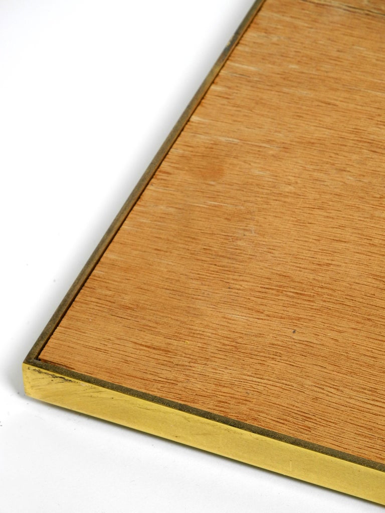 Large, Exceptional 1970s Brass Wall Mirror with Diagonal Mirror Strips ...