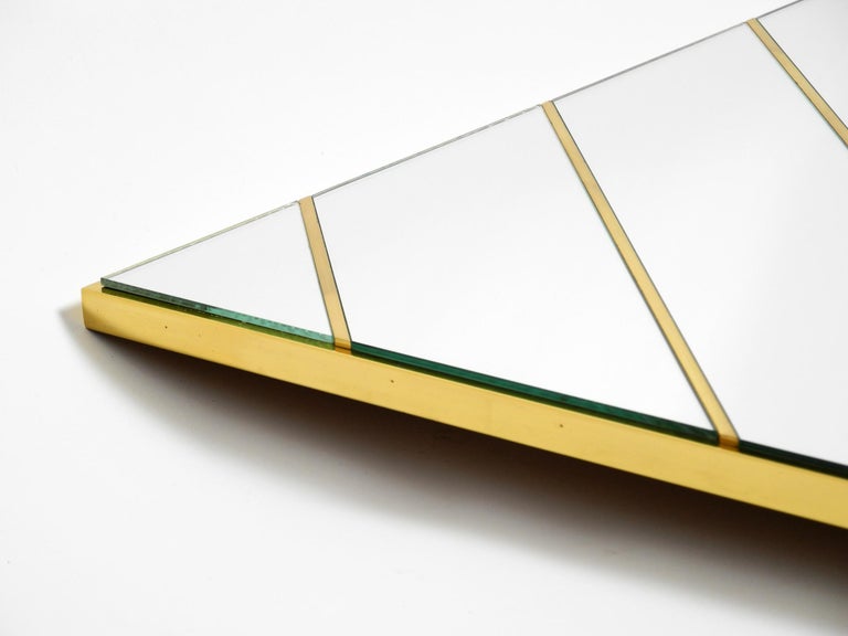 Large, Exceptional 1970s Brass Wall Mirror with Diagonal Mirror Strips ...