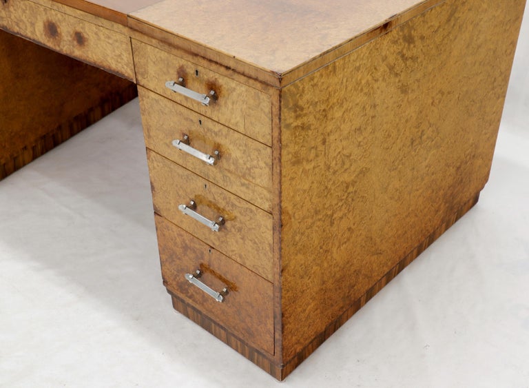 Large Executive Art Deco Burl Wood Partners Desk at 1stDibs