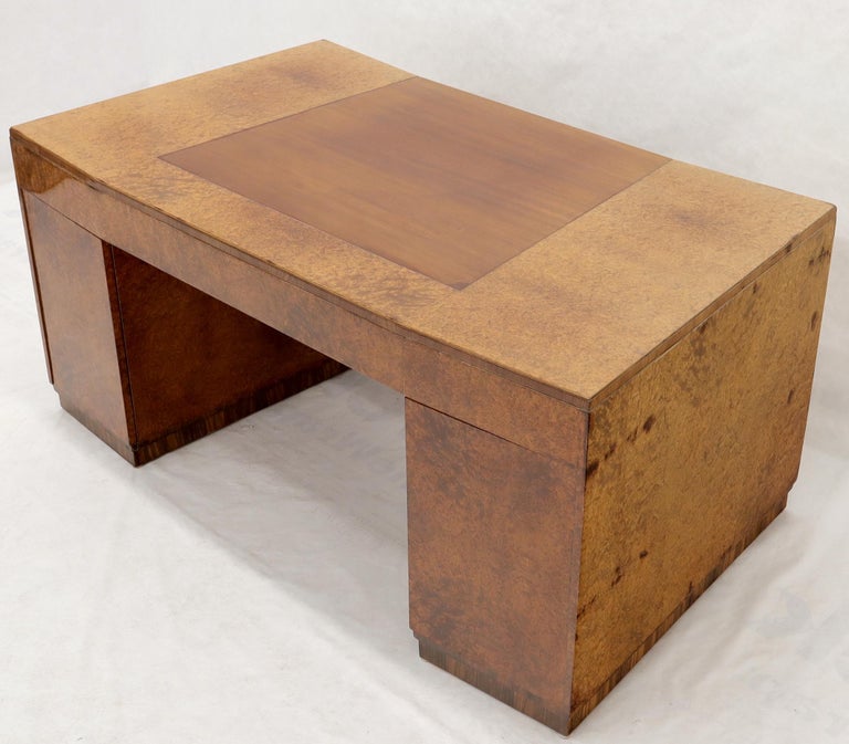 Large Executive Art Deco Burl Wood Partners Desk at 1stDibs
