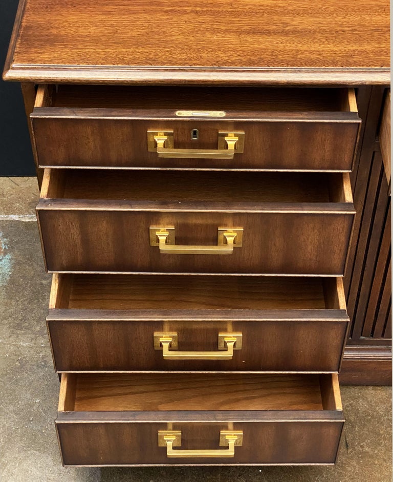 Large Executive Console Table with Cabinets and Drawers by Kittinger ...