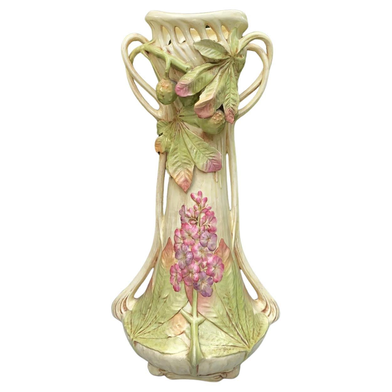 Large Majolica Vase Art Nouveau Royal Dux Circa 1900 For Sale at 1stDibs