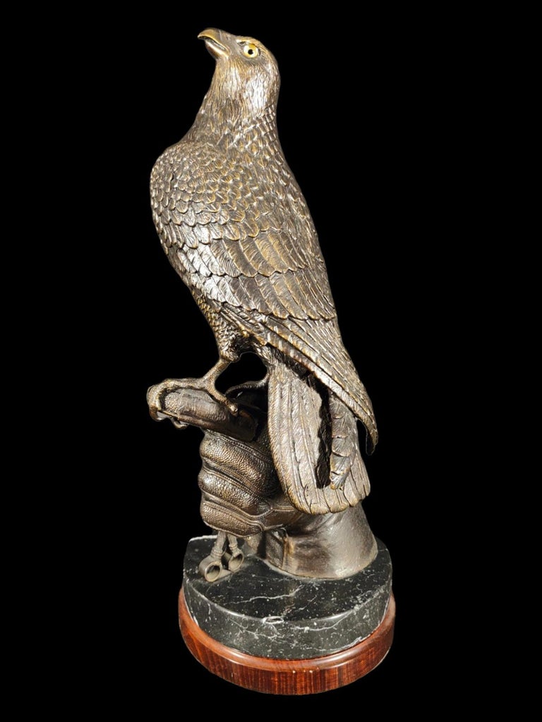 Large Falcon in Patinated Bronze 20th Century For Sale at 1stDibs