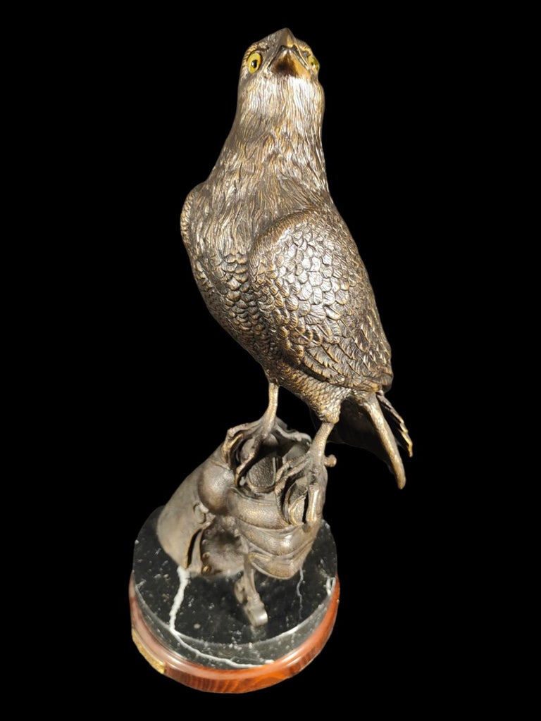 Large Falcon in Patinated Bronze 20th Century For Sale at 1stDibs