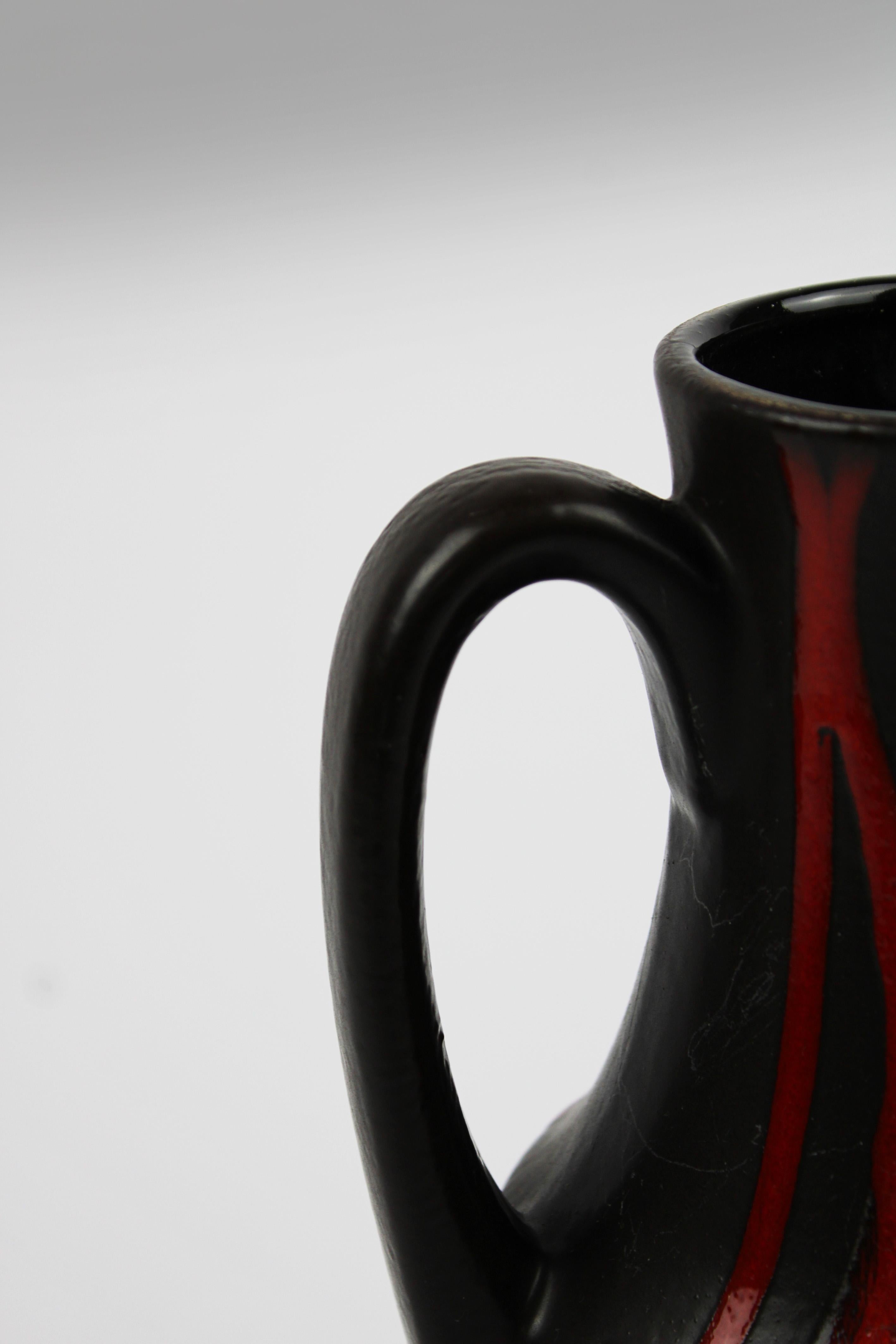 Large fat Lava Glazed Pitcher chocolate and red by Scheurich Germany ...