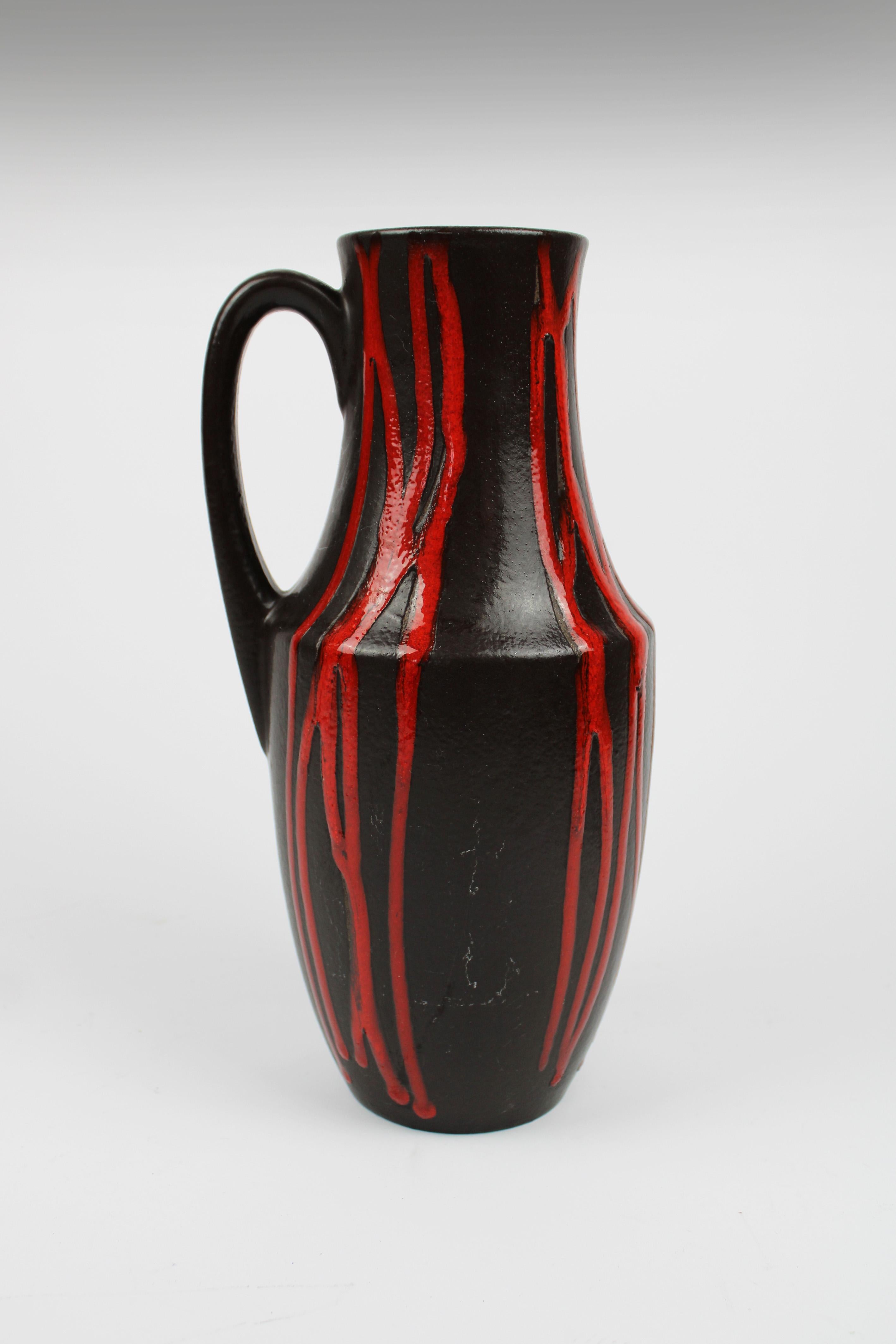 Large fat Lava Glazed Pitcher chocolate and red by Scheurich Germany ...