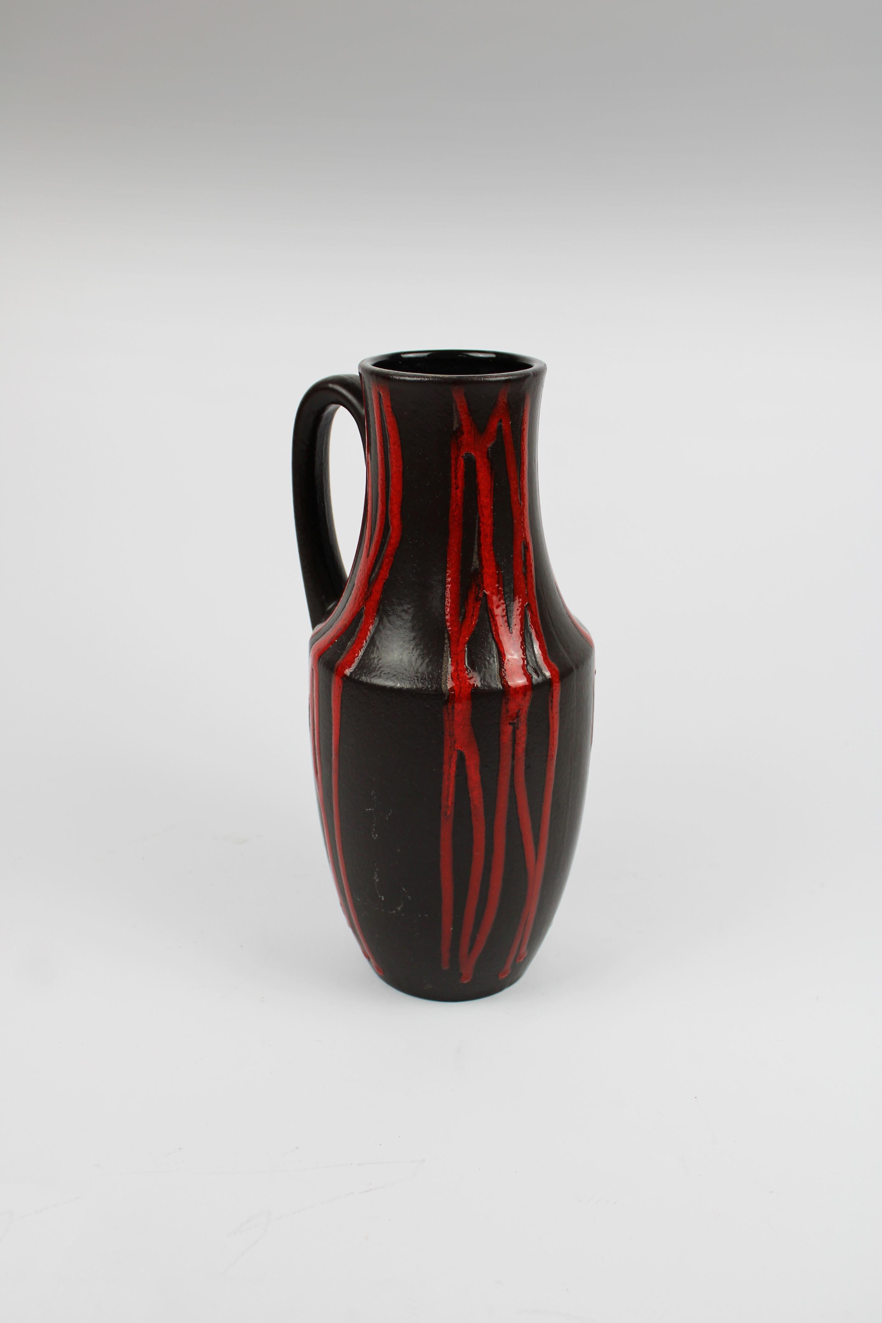 Large fat Lava Glazed Pitcher chocolate and red by Scheurich Germany ...