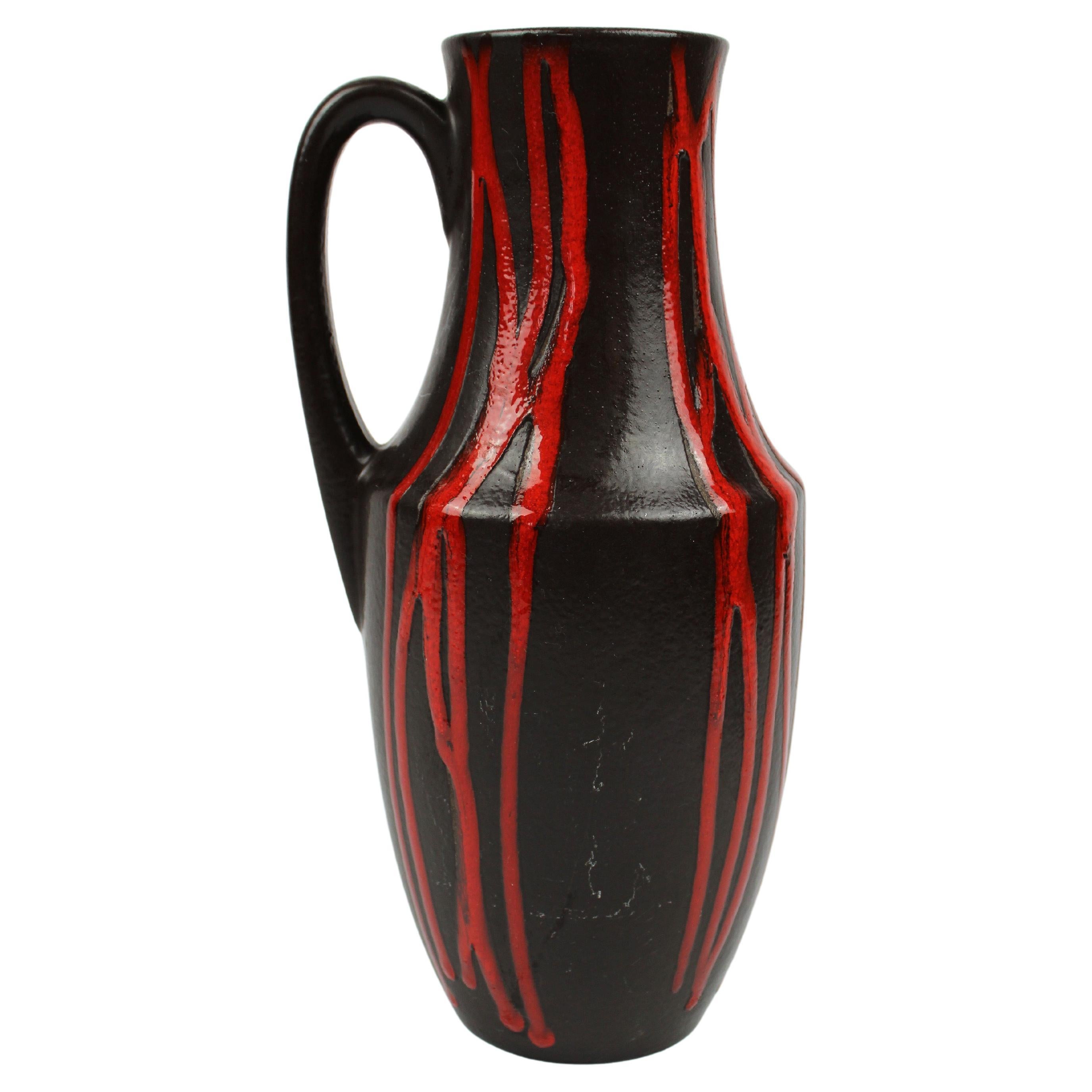 Large fat Lava Glazed Pitcher chocolate and red by Scheurich Germany ...