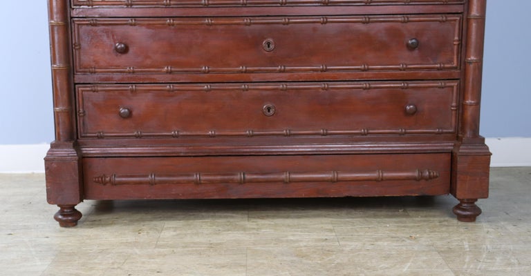 Large Faux Bamboo Chest of Drawers with White Marble Top For Sale at ...