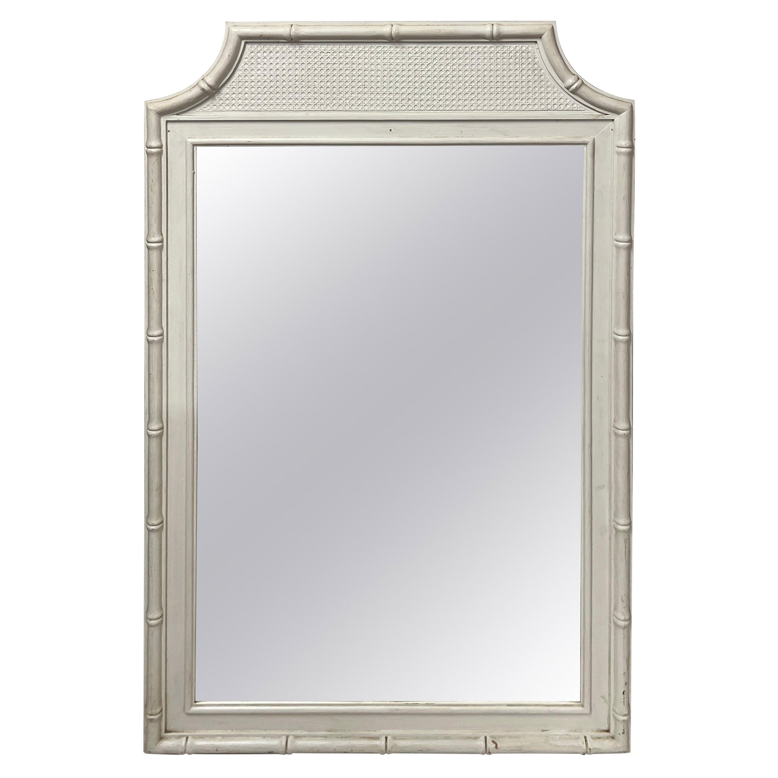 Large Wooden Faux Bamboo Mirror For Sale at 1stDibs