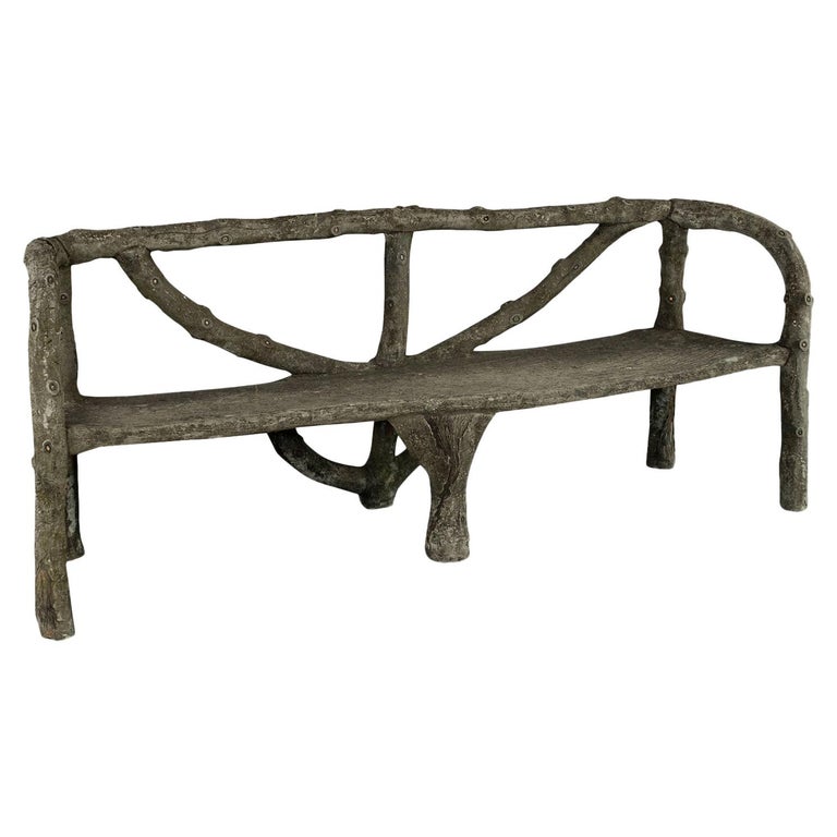Large Faux Bois Bench at 1stDibs