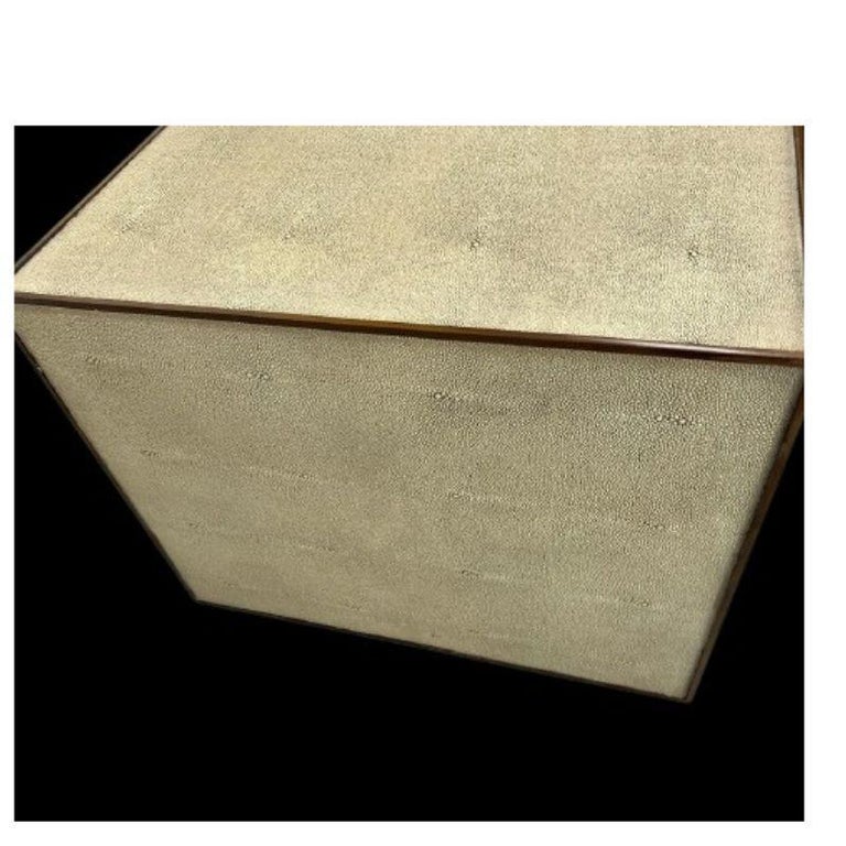Large Faux Shagreen With Wood Frame Coffee Table For Sale at 1stDibs