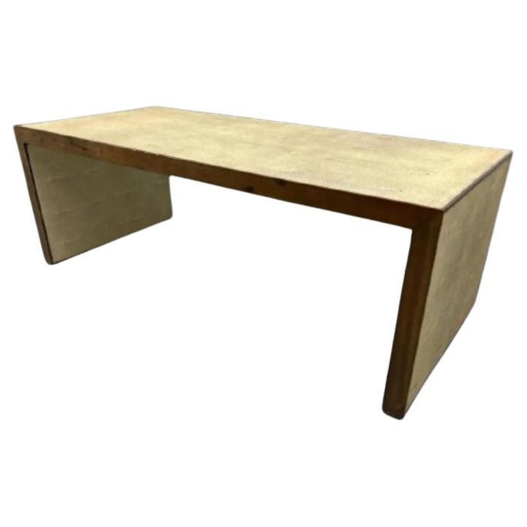 Large Faux Shagreen With Wood Frame Coffee Table For Sale at 1stDibs