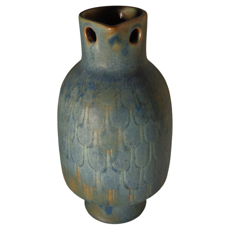 Large Feathered Owl Sculpture Vase by Eva Fritz-Lindner Majolika ...
