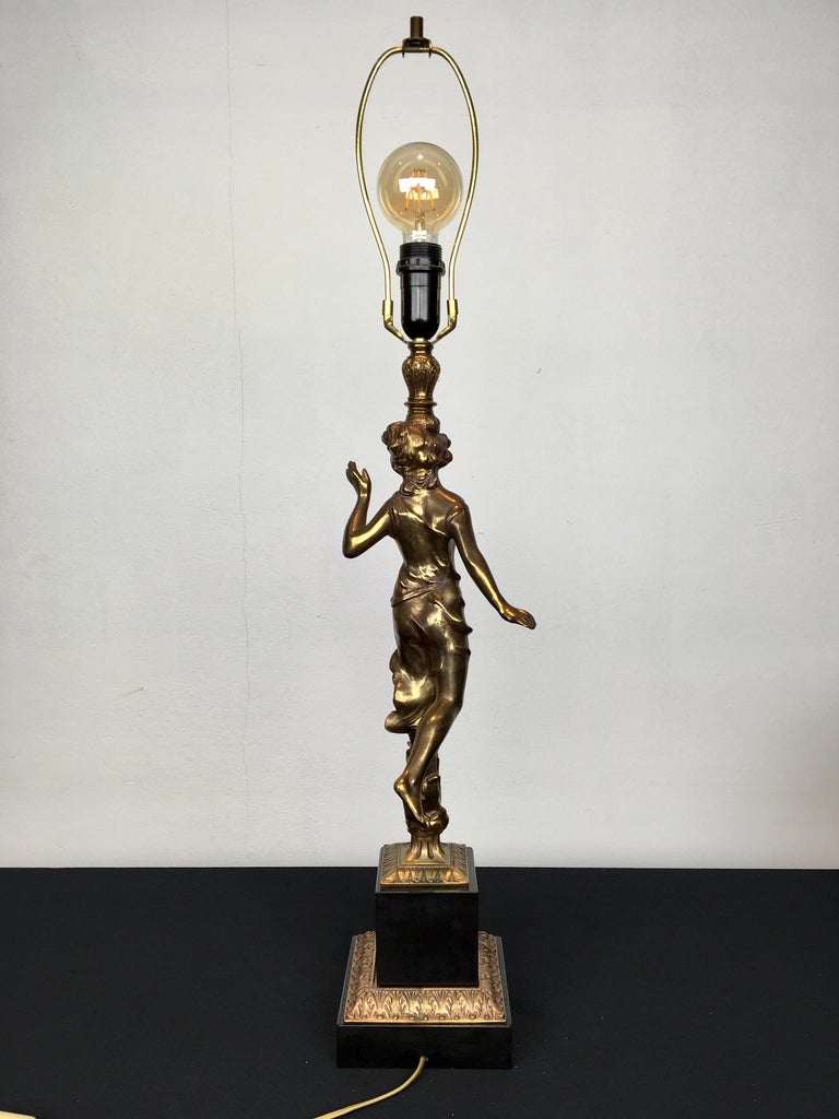 Large Figural Lady Table Lamp by Deknudt For Sale at 1stDibs