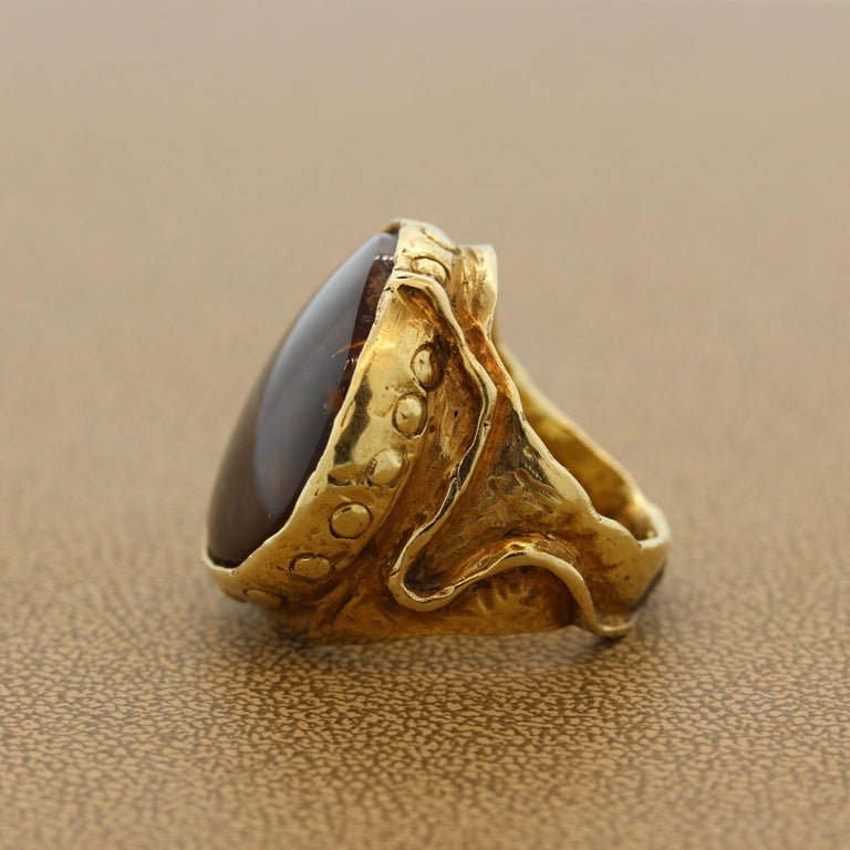 Large Fire Agate Gold Ring at 1stDibs | fire agate rings