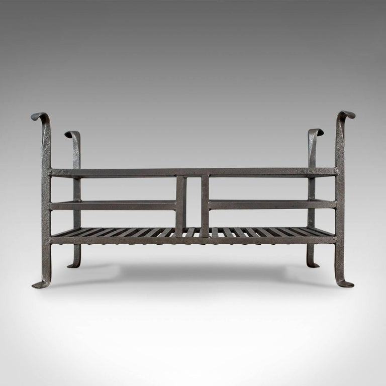 Large Fire Basket, English, Fireplace, Iron Grate, Vintage 20th Century ...