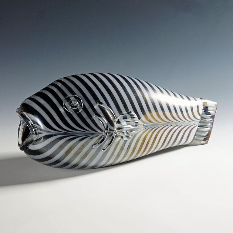 Large Fish with Lattimo Fenicio Decoration by Tyra Lundgren for Venini ...